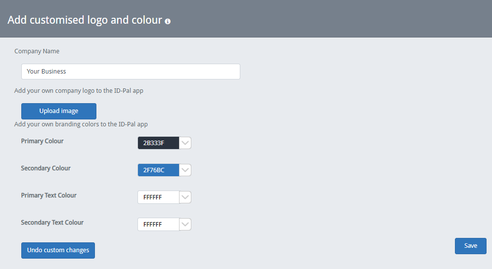 How do I update the branding & logo on the ID-Pal app?